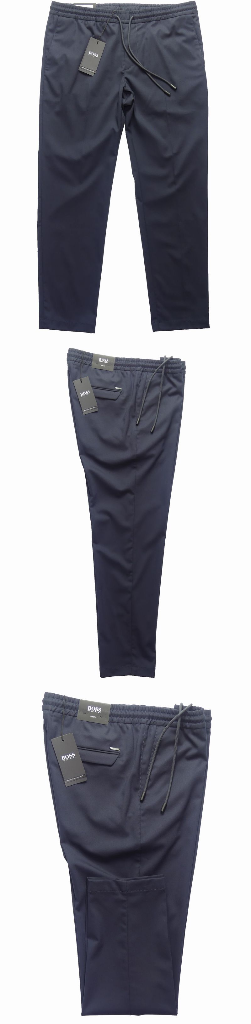 【未使用】秋冬春44,000円新品HUGO BOSSヒューゴ・ボス★万能コーデが人気のスリムテーパード濃紺イージーパンツ【46/30＝28 ...